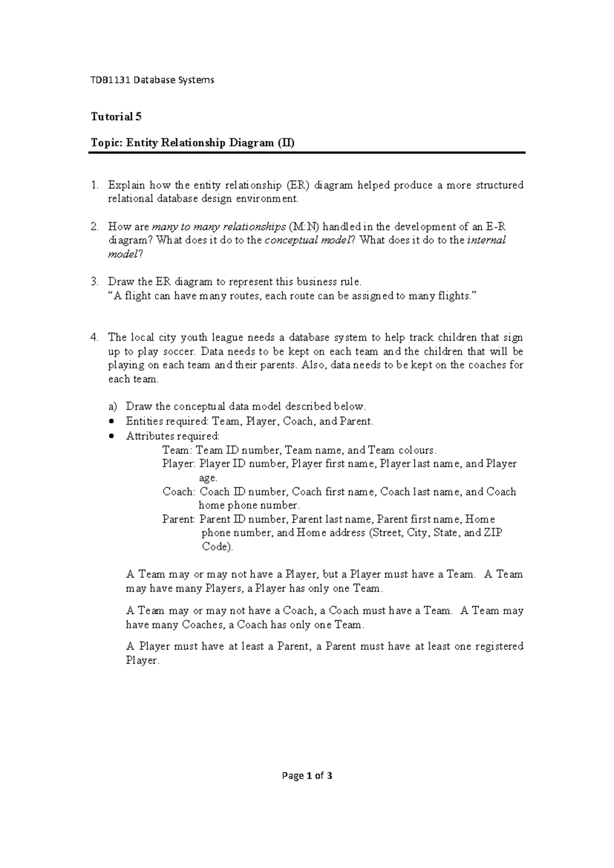Lab5 - lab5 - TDB1131 Database Systems Page 1 of 3 Tutorial 5 Topic ...