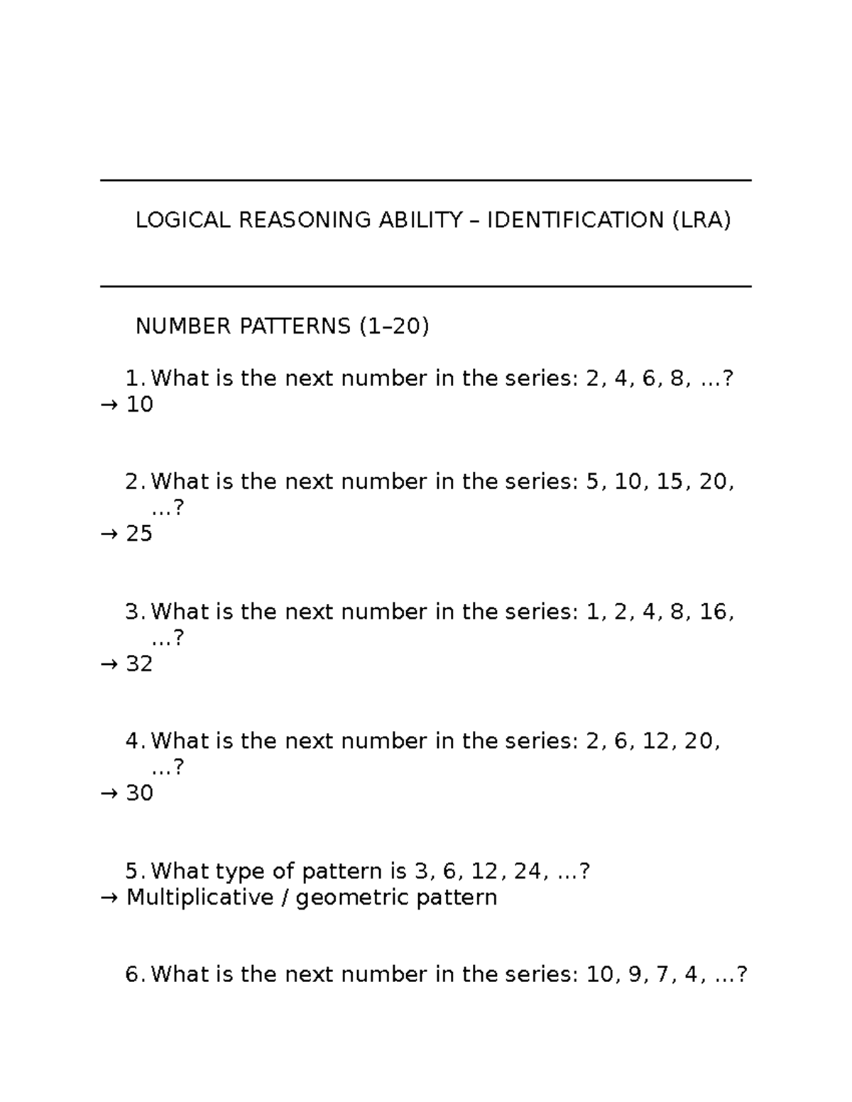 LR (NCAE) - Comprehensive Logical Reasoning Ability Reviewer - Studocu
