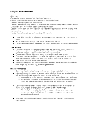 CHAP 5 Quiz Organizational Behavior - Chapter 5 Read chapter 5 (“Personality and Values”) in ...