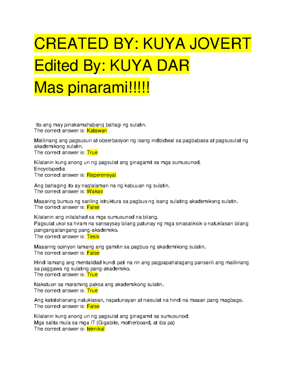 Filipino Academic Writing Guide: Key Concepts and Techniques - Studocu