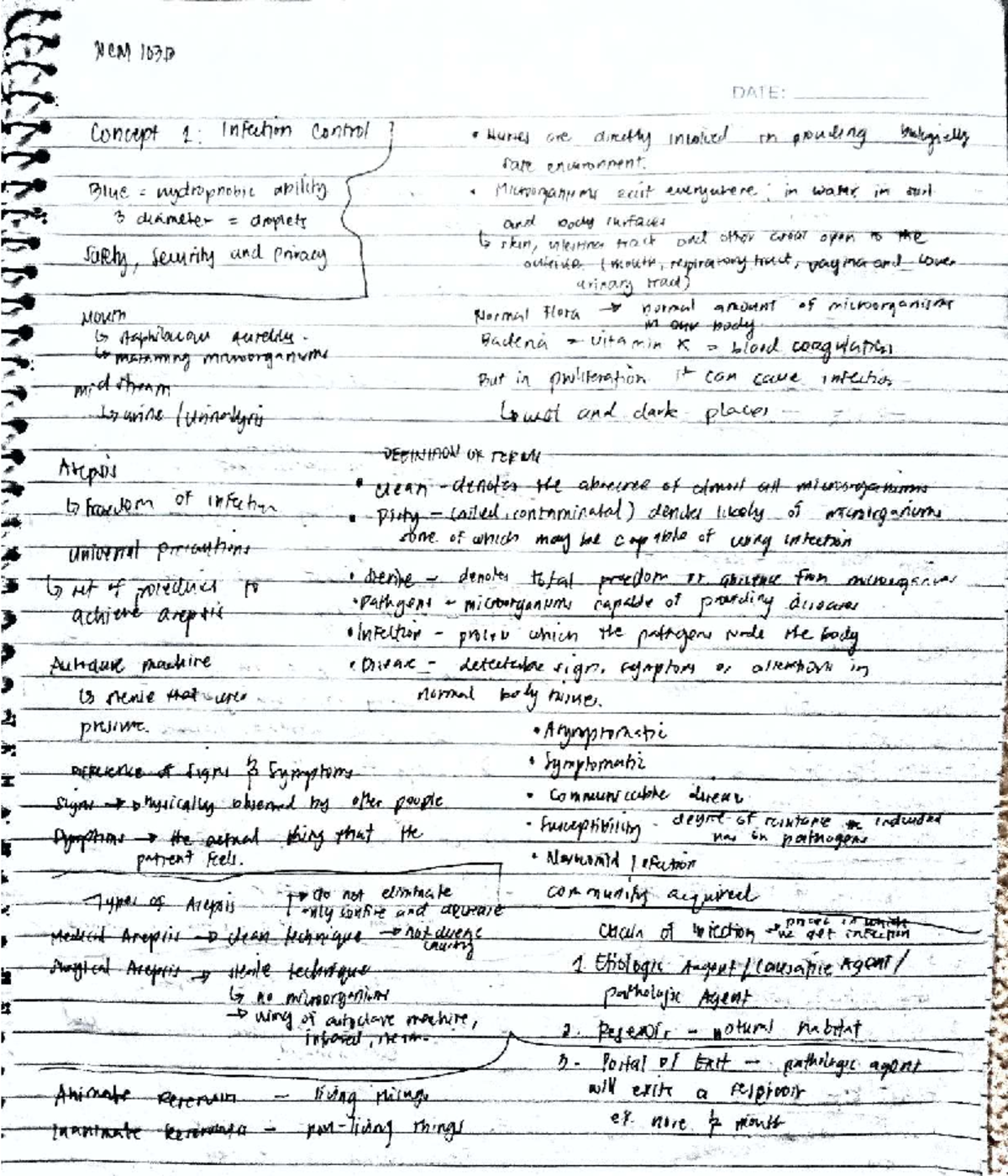 NCM 103B Final Exam Notes: Infection Control Concepts - Studocu
