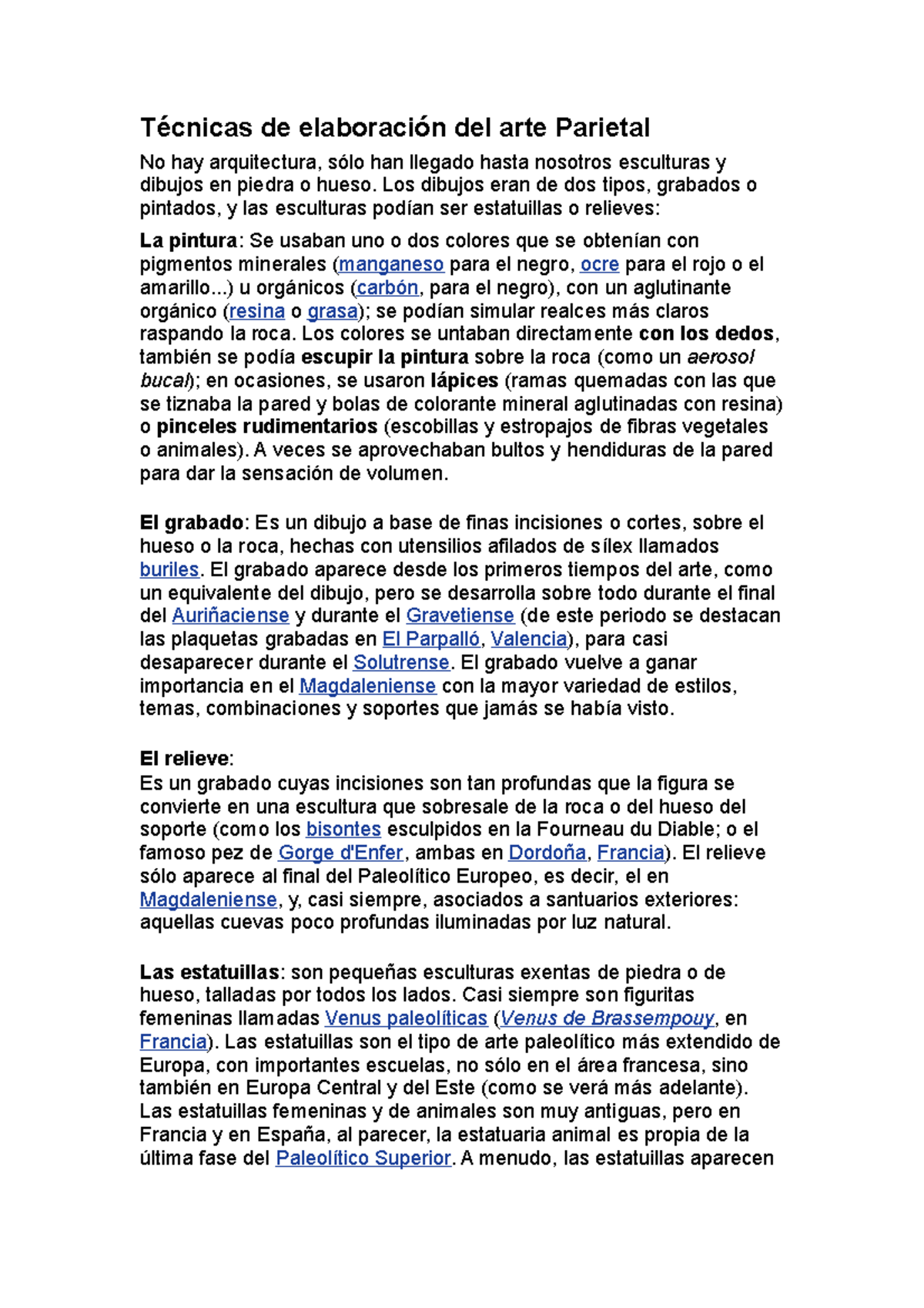 Técnicas de elaboración del arte Parietal - Técnicas de elaboración del ...