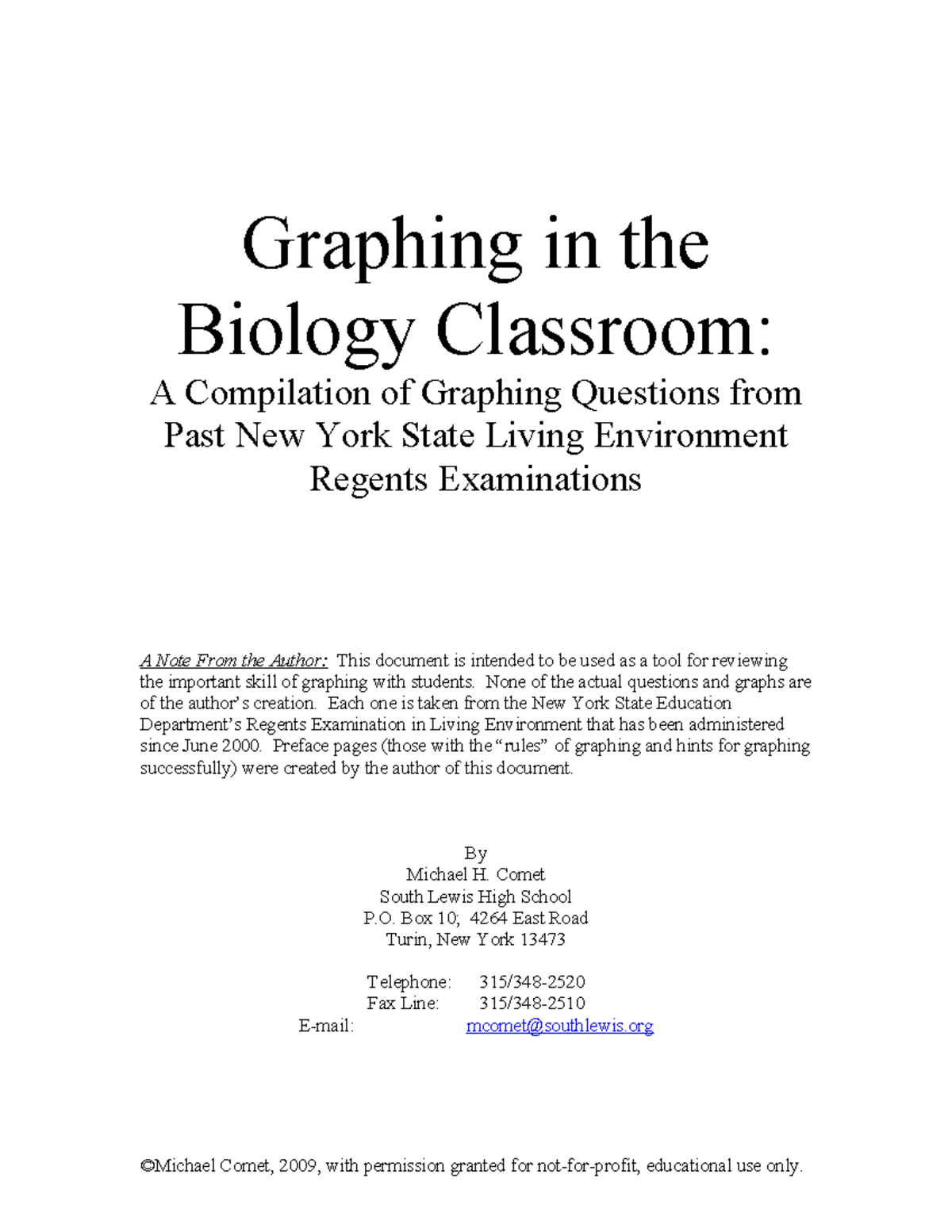 Graphing Skills in Biology: Review of NYS Living Environment Regents ...