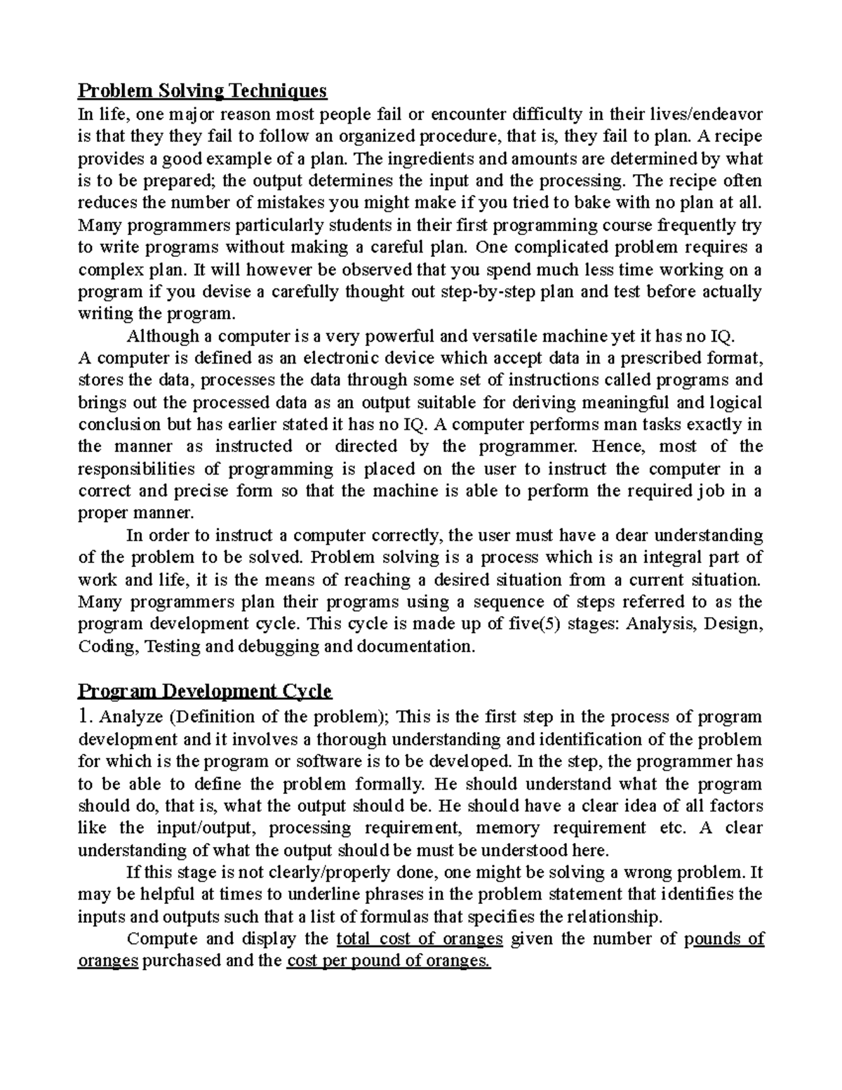 COS 102 problem solving techniques - Problem Solving Techniques In life ...