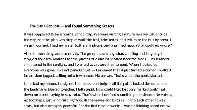 🧭 The Day I Got Lost: A Journey to Self-Discovery Essay - Studocu