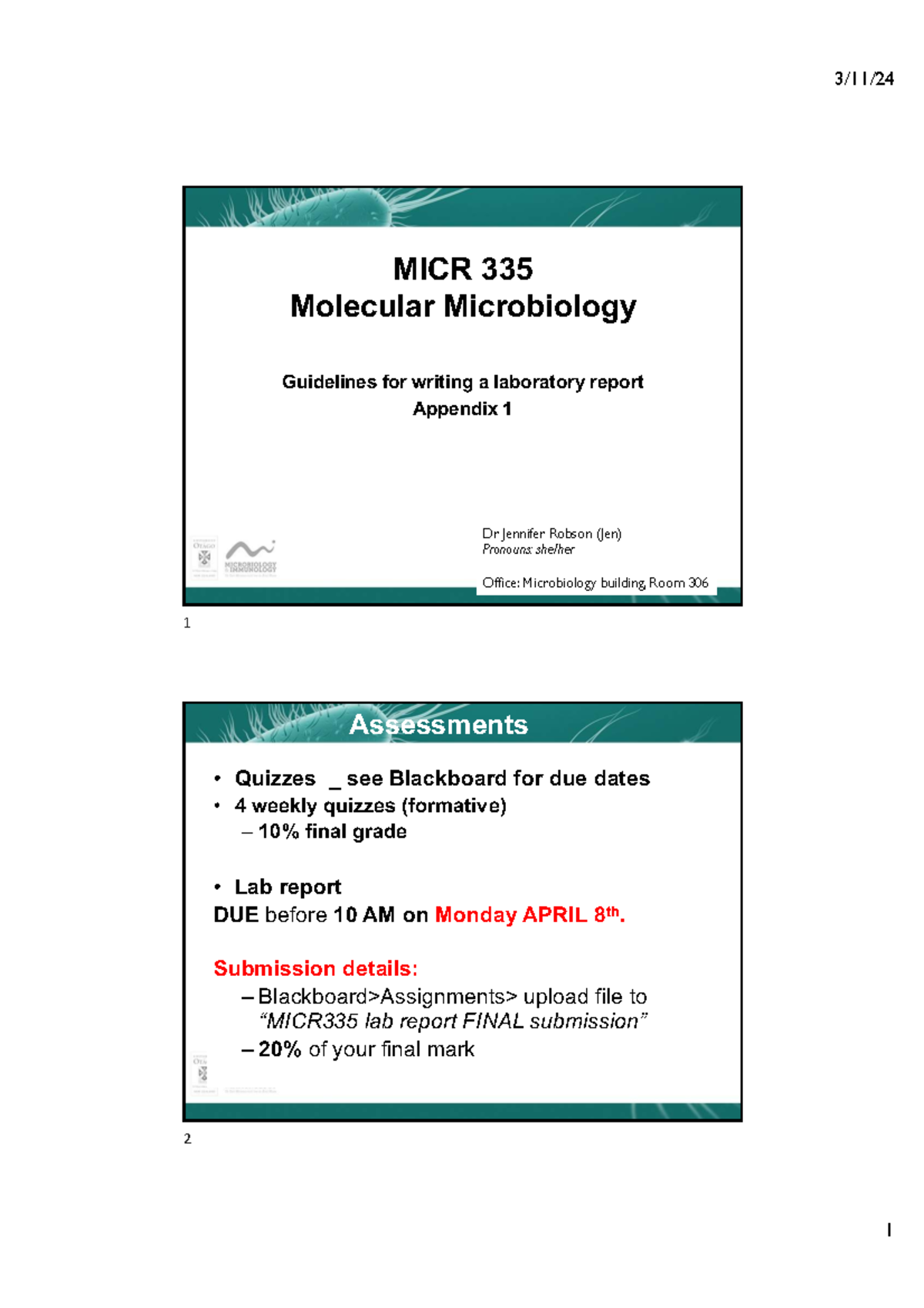 MICR 335 Lab Report Writing Guidelines and Structure - Studocu