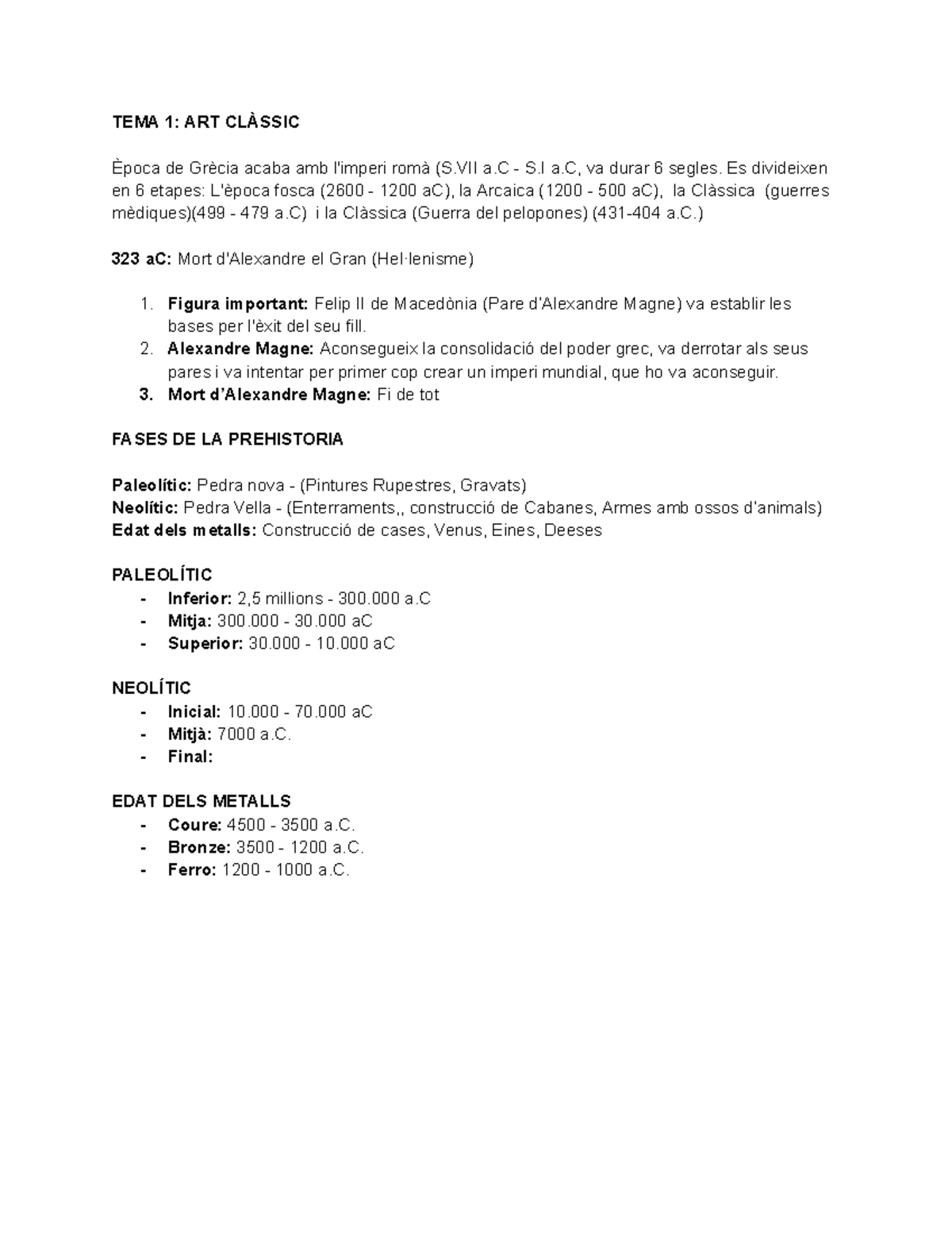 TEMA 1: ART CLÀSSIC I ROMÀ - Apunts d'Història de l'Art 2 BAT - Studocu