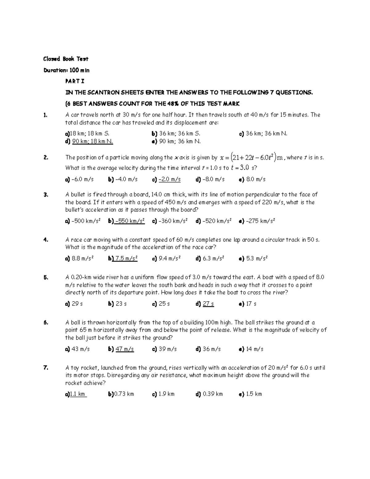 Old Test2 - Practice exercises for old test review - Closed Book Test ...
