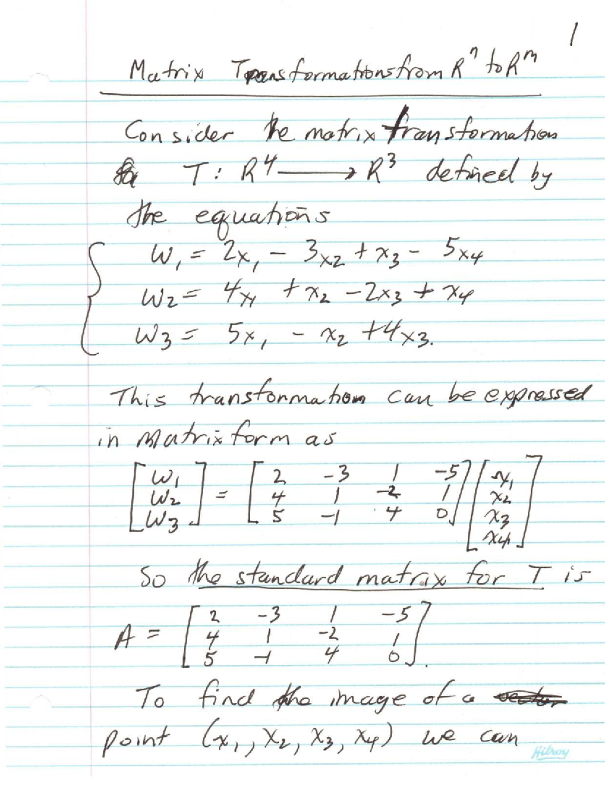 Matrix Transformations: T: R4 to R3 Standard Matrix Analysis - Studocu