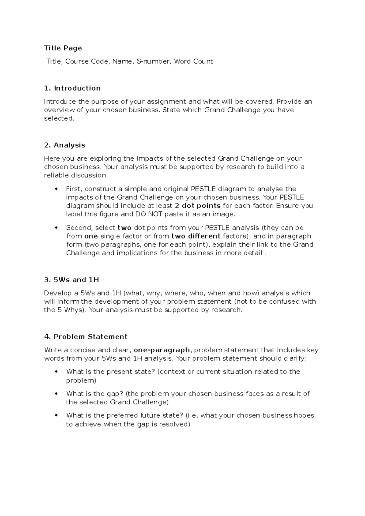 Assessment 2 Structure: Problem Statement & Analysis Guide - Studocu