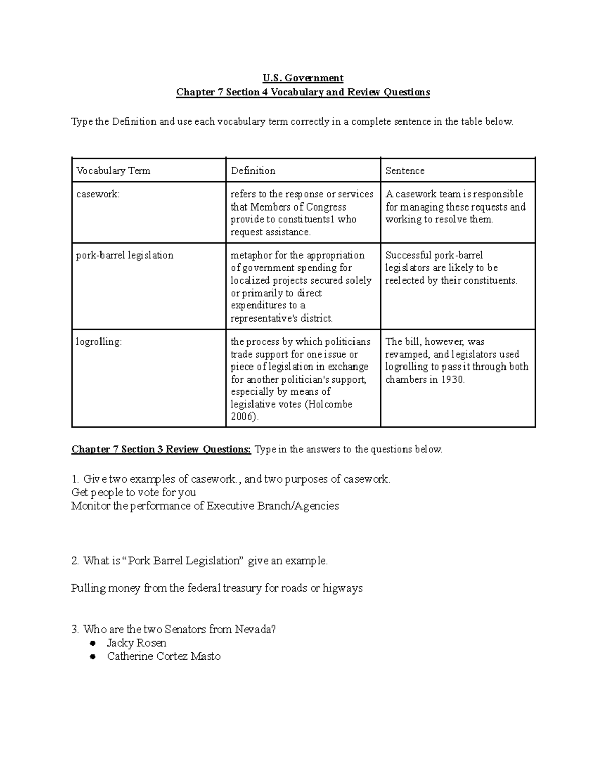 Chapter 7 Section 4 Vocabulary and Review Questions - U. Government Chapter 7 Section 4 ...
