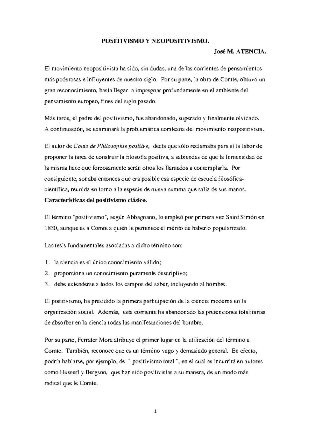 Estudio sobre Positivismo y Neopositivismo: Análisis Crítico - Studocu