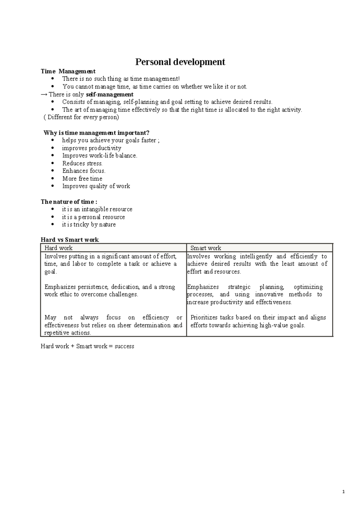Time Management Notes - Summary for Personal Development (PD 101) - Studocu