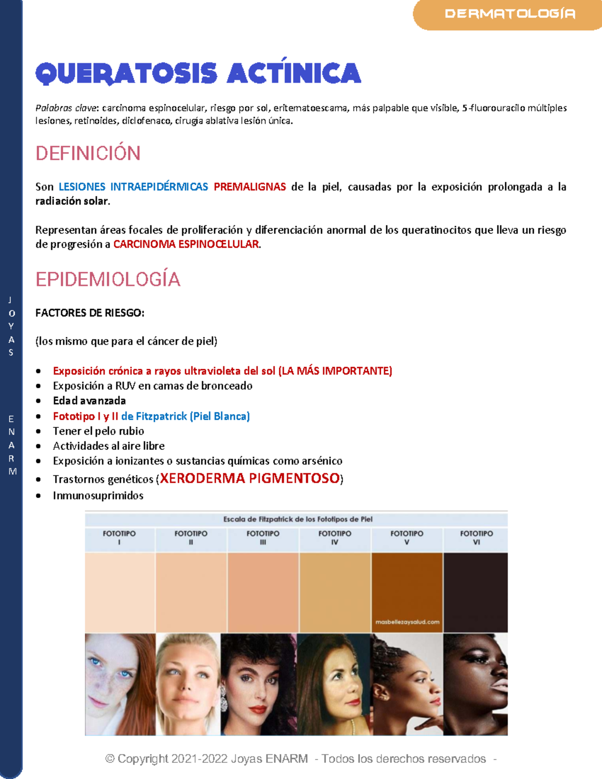 17. Queratosis Actínica: Riesgos y Diagnóstico en Dermatología - Studocu