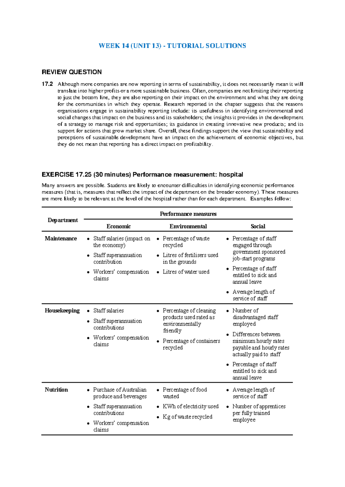 Week 14 Tutorial Solutions - WEEK 14 (UNIT 13) - TUTORIAL SOLUTIONS ...