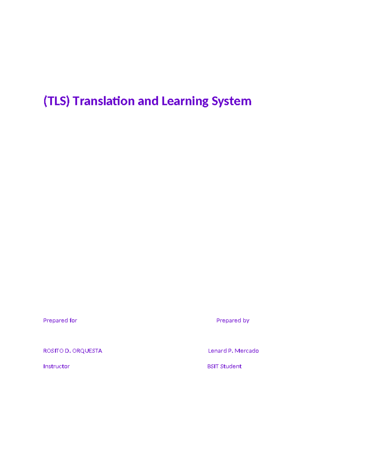 (TLS) Translation and Learning System Project Overview and Technical ...