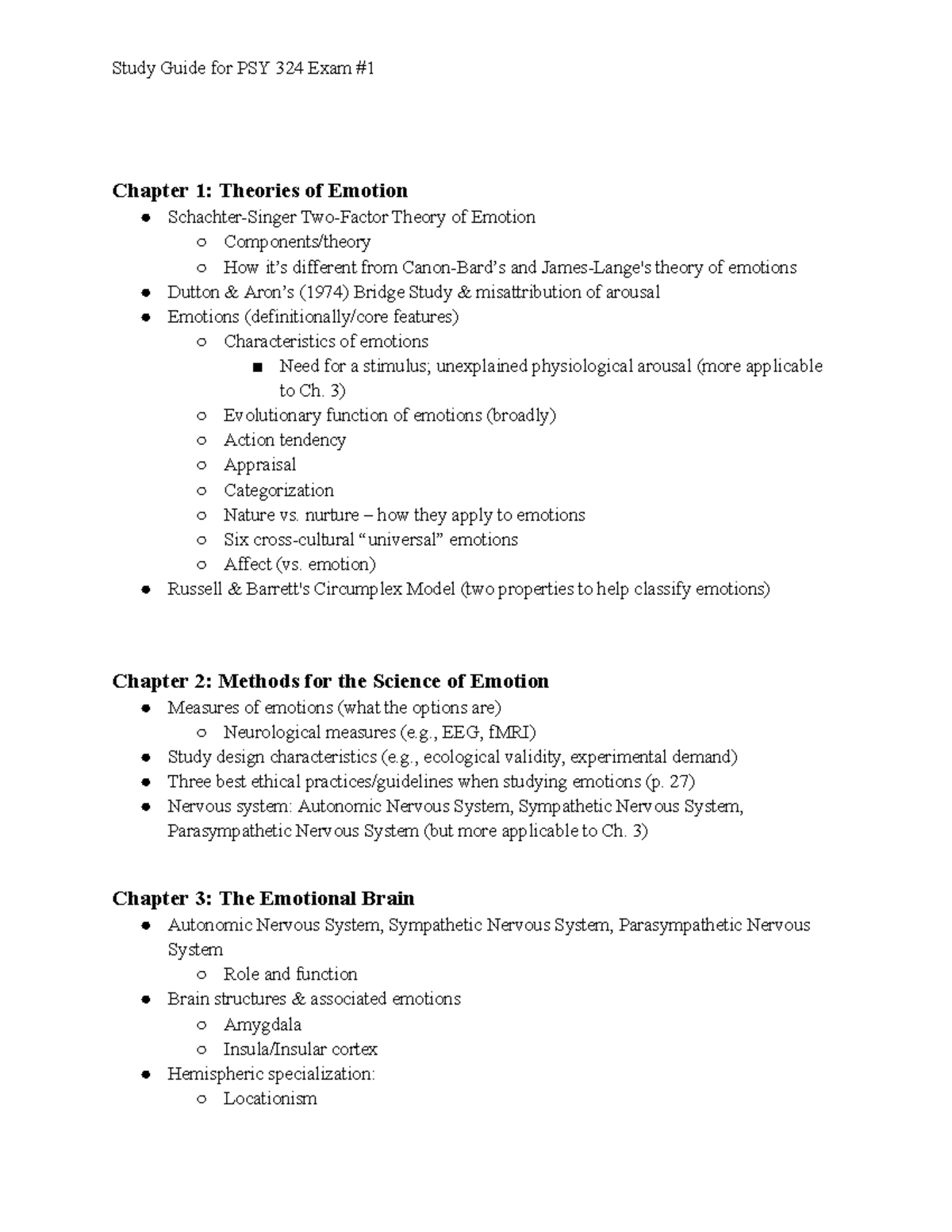 Study Guide for PSY 324 Exam #1 - Studocu