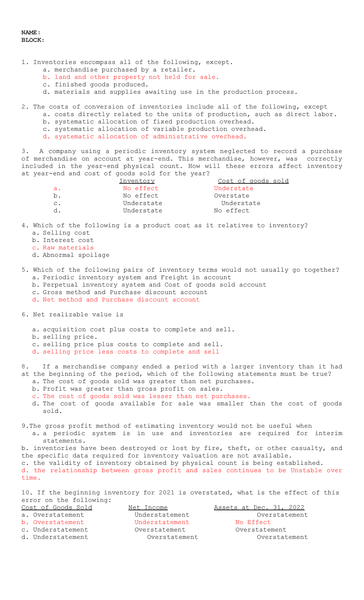 Inventory Questions for Accounting 101: Understanding Cost and ...
