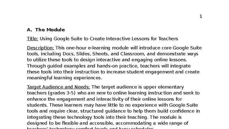 Using Google Suite for Interactive Lessons: A Module for Teachers - Studocu