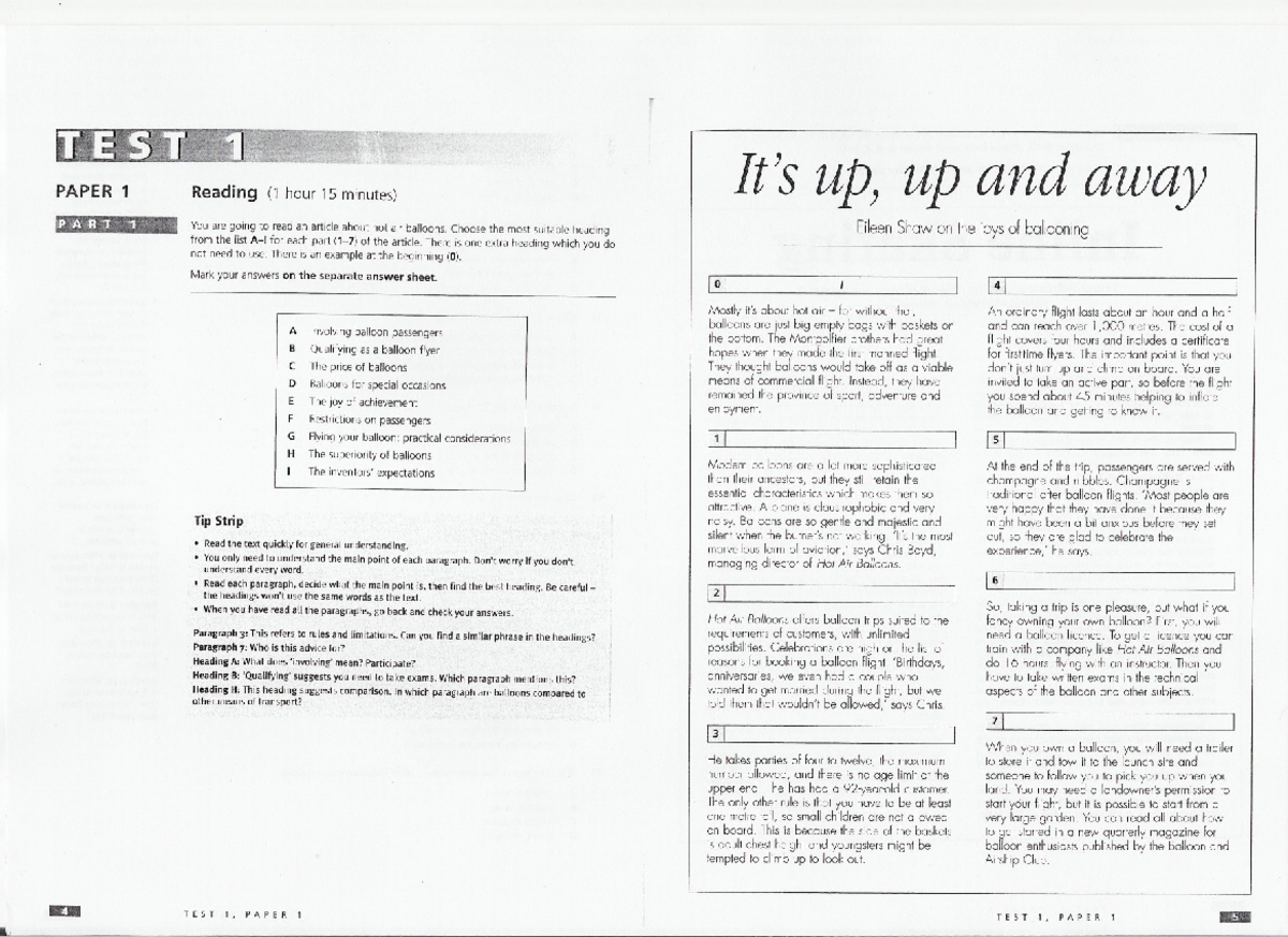 Practice Test 1 (1) - Reading and Listening Comprehension - Studocu