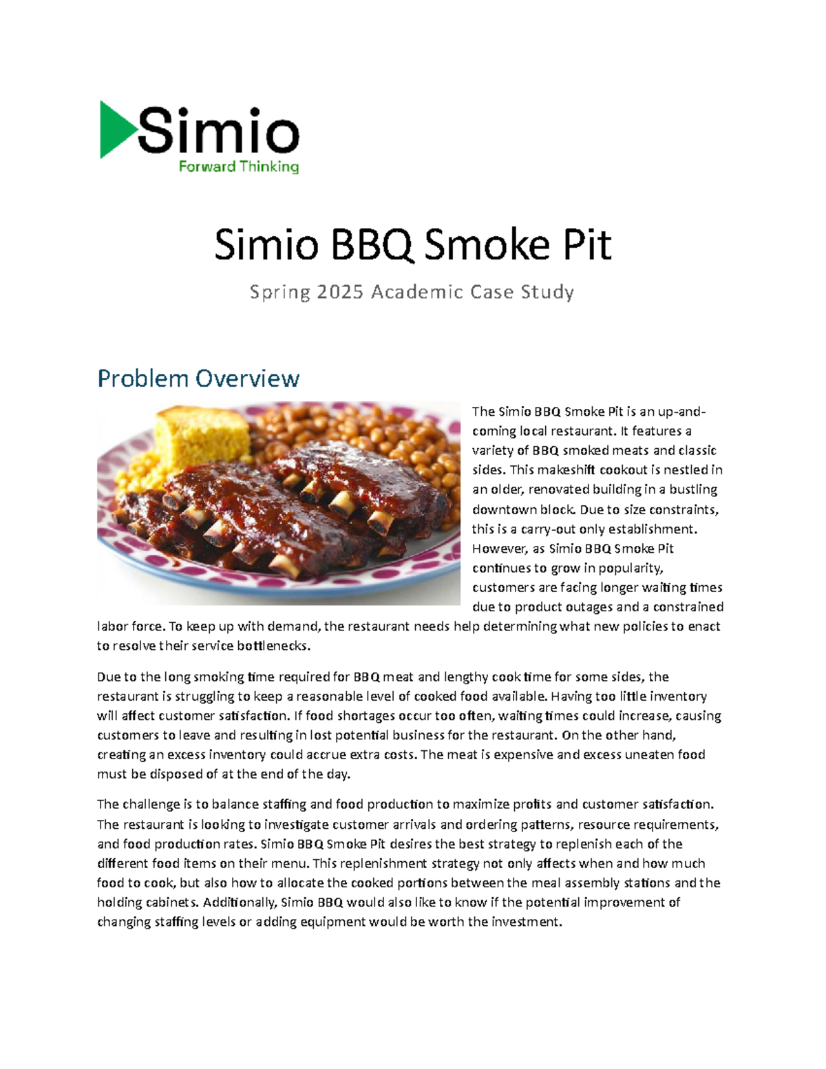 Simio BBQ Smoke Pit Case Study - Spring 2025 Academic Analysis - Studocu