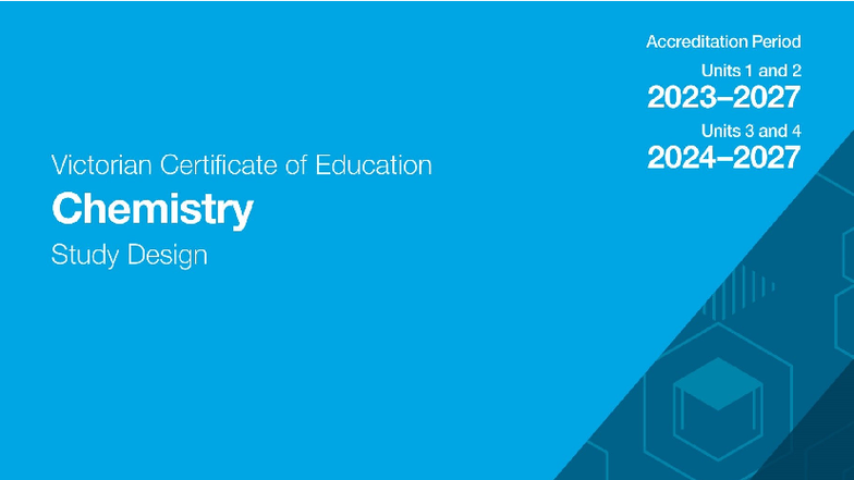 VCE Chemistry Study Design Units 1-4: 2023 Curriculum Overview - Studocu