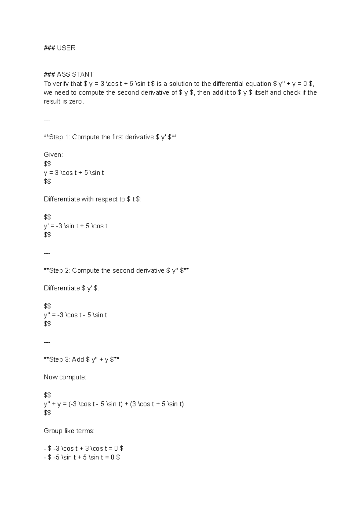 Calculus: Verifying Solutions to Differential Equations - Studocu