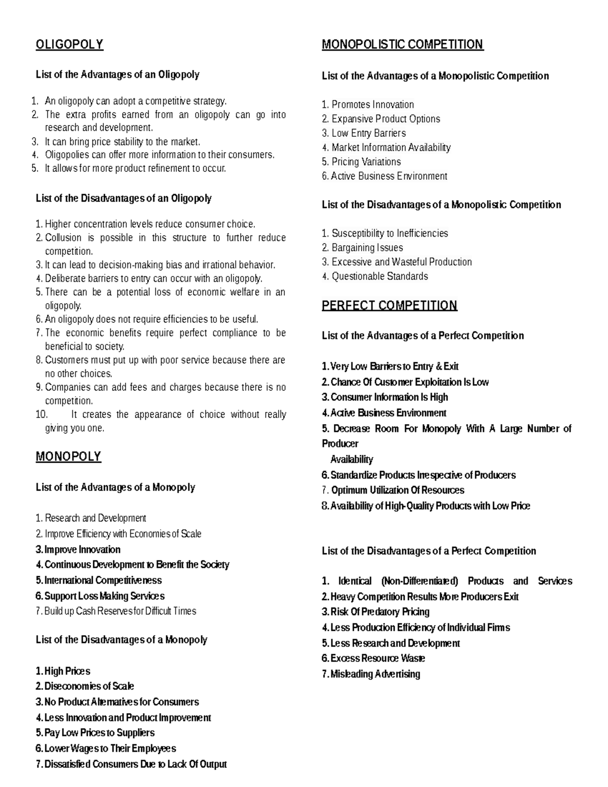 OLI 101: Market Structures - Advantages & Disadvantages of Oligopoly ...