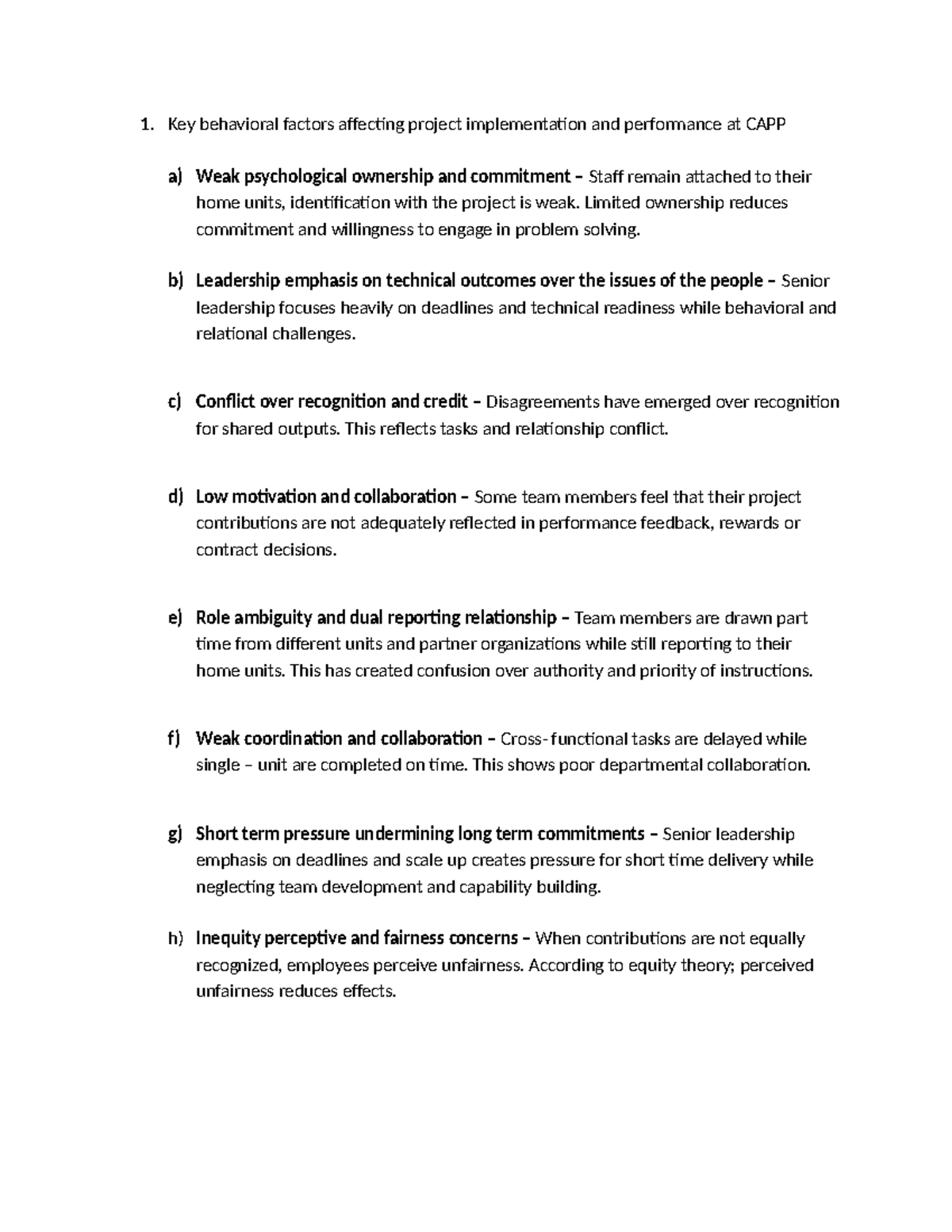 Key Behavioral Factors Impacting Project Performance at CAPP - OB CAT ...