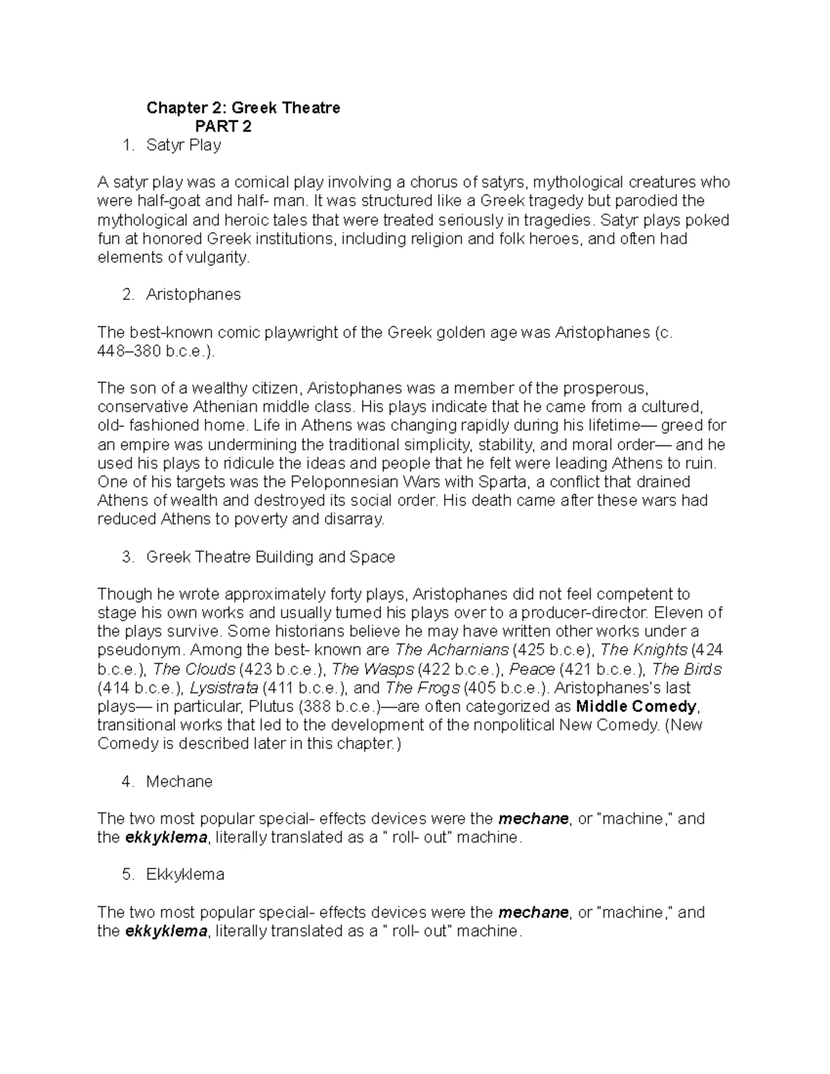 Chapter 2: Greek Theatre PART 1 Overview and Key Highlights - Studocu
