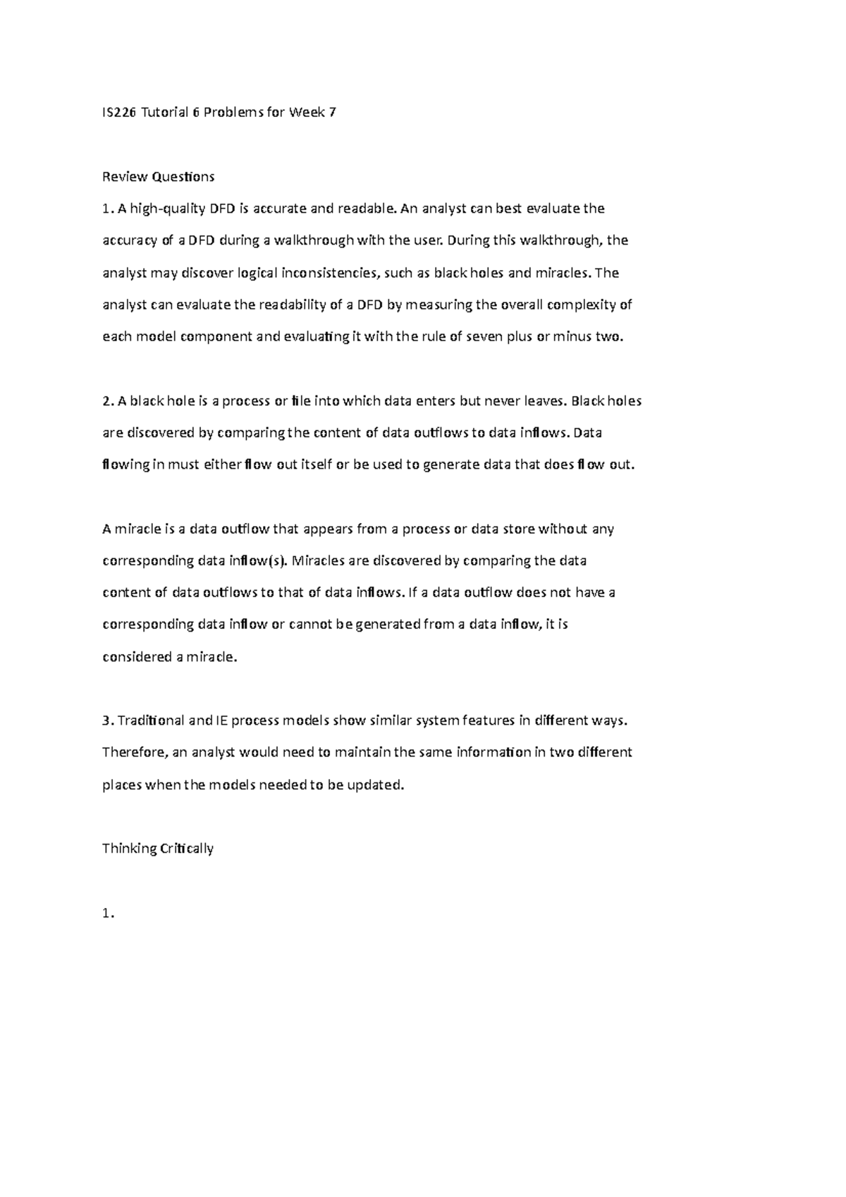 IS226 Tutorial 6 Problems - Detailed Review for Week 7 - Studocu