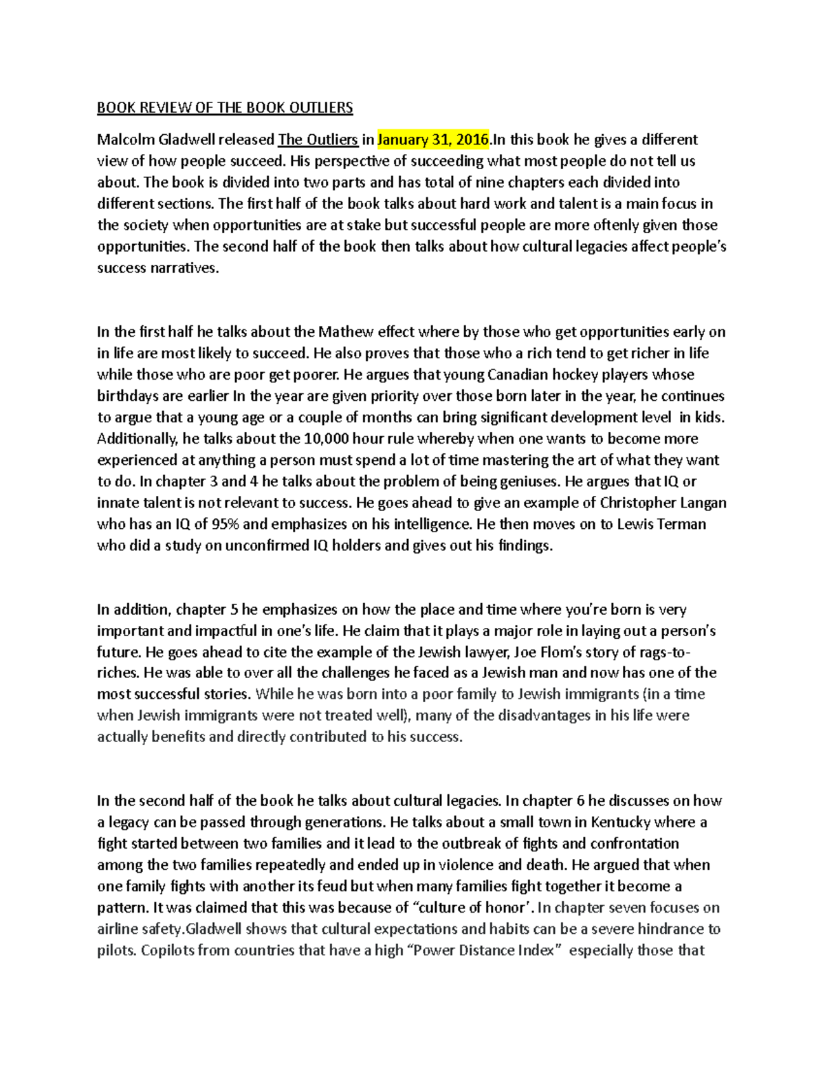 BOOK Review of Outliers by Malcolm Gladwell: Analyzing Success Factors ...