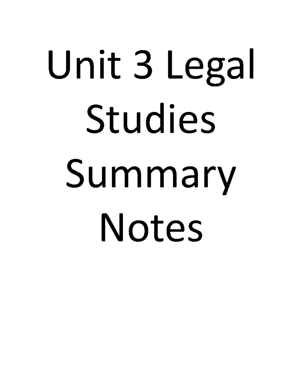 Unit 3 Legal Studies Summary Notes - Unit 3 Legal Studies Summary Notes ...