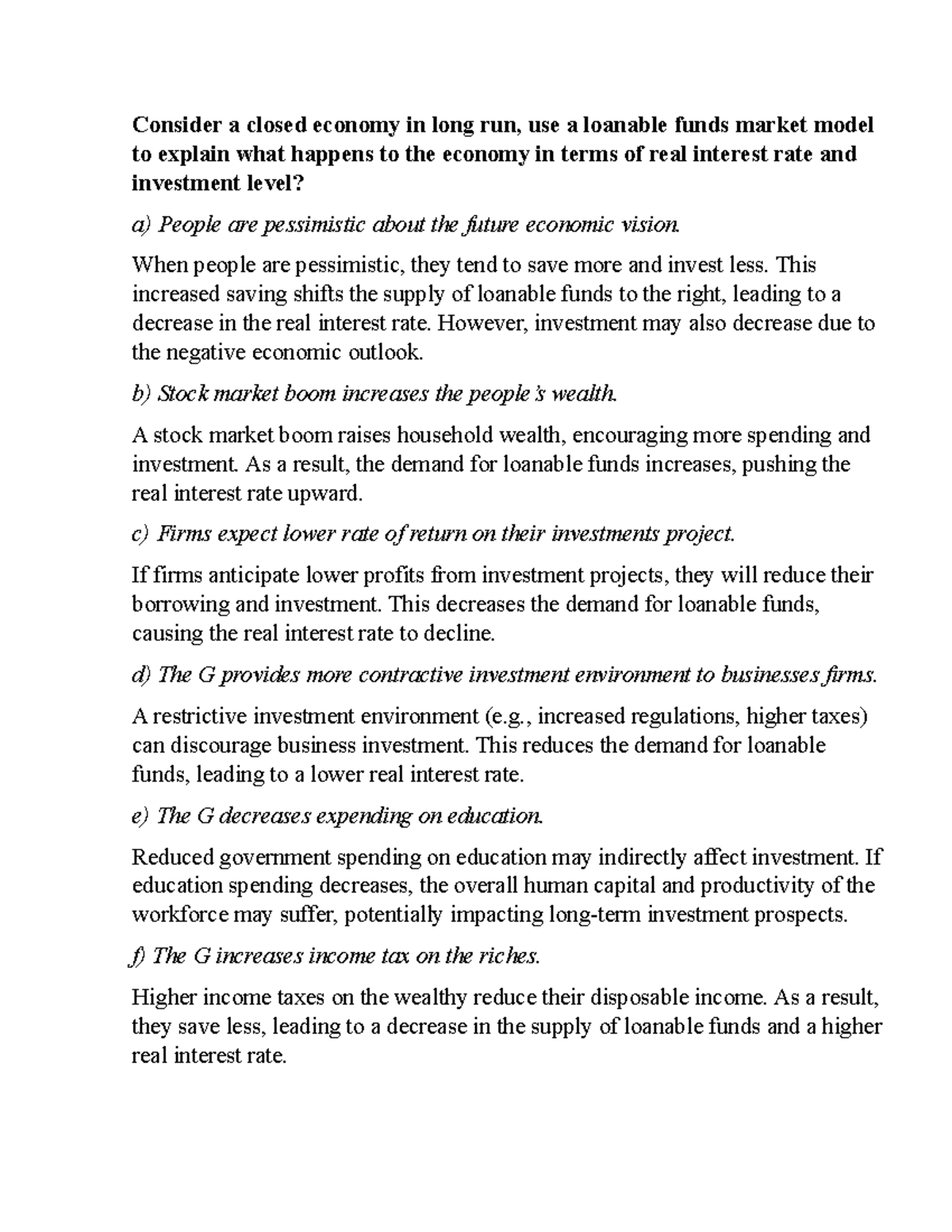 ECO 101: Long Run Effects on Real Interest Rates & Investment Levels ...