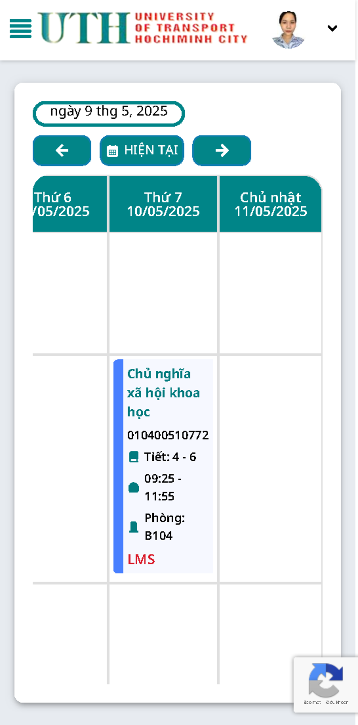 Portal UTH 2 - NMfh - Logistics và Quản lý chuỗi cung ứng - ngày 9 thg 5, 2025 HIỆN TẠI Chủ ...