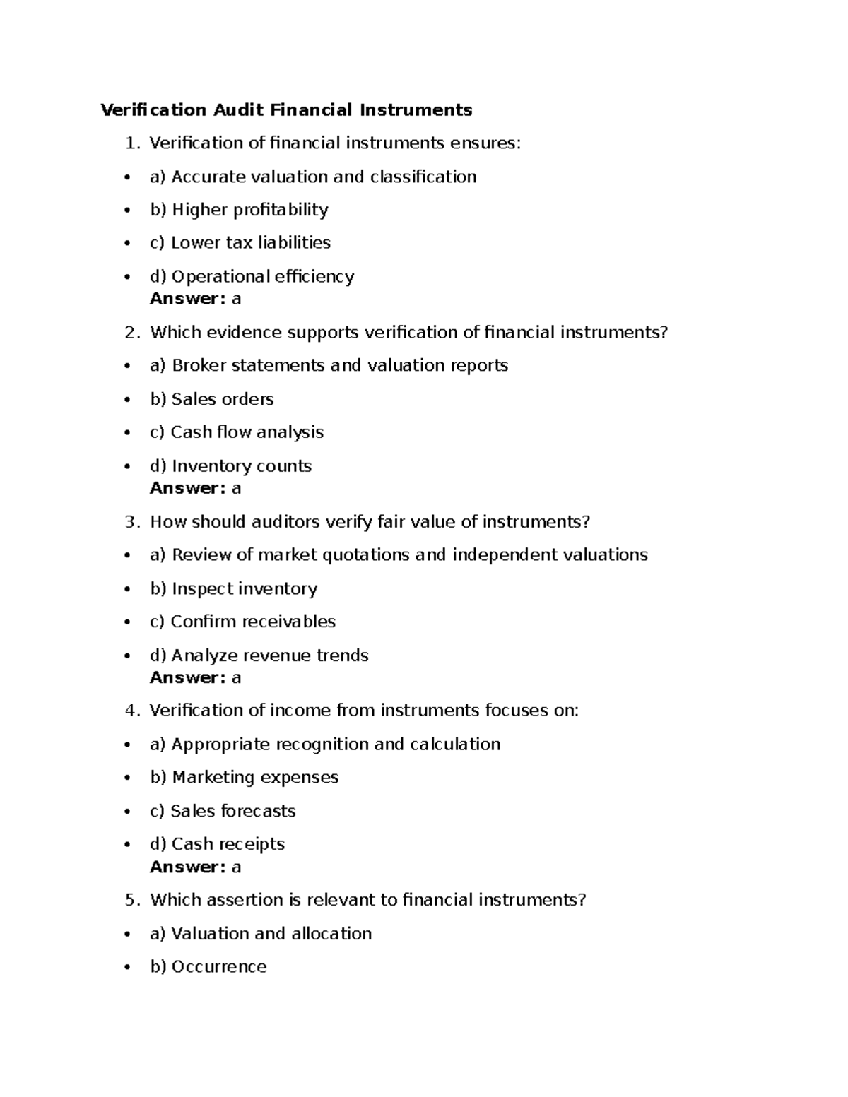 Verification Audit of Financial Instruments: Key Concepts and ...