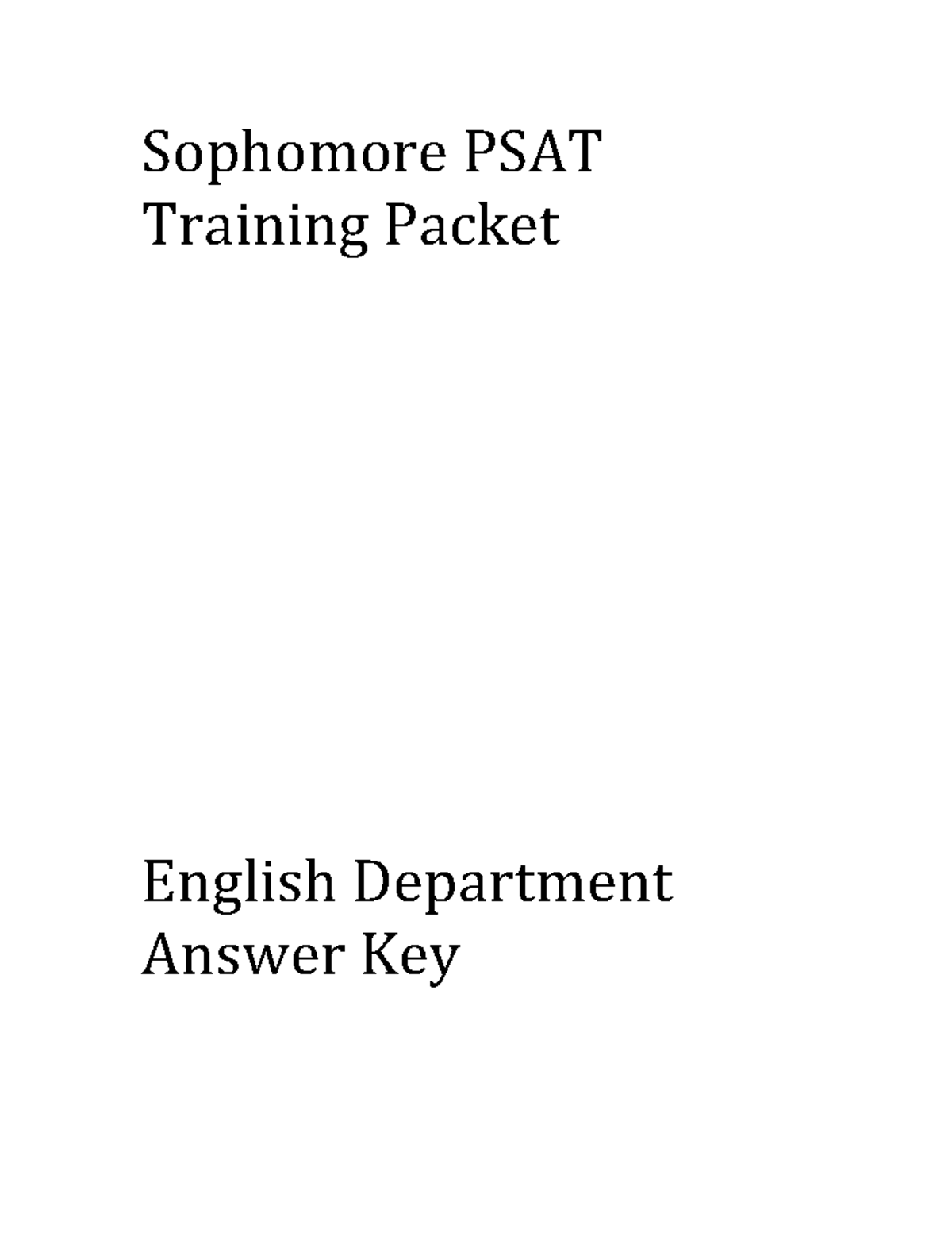 Sophomore PSAT Training Packet: English Answer Key & Explanations - Studocu