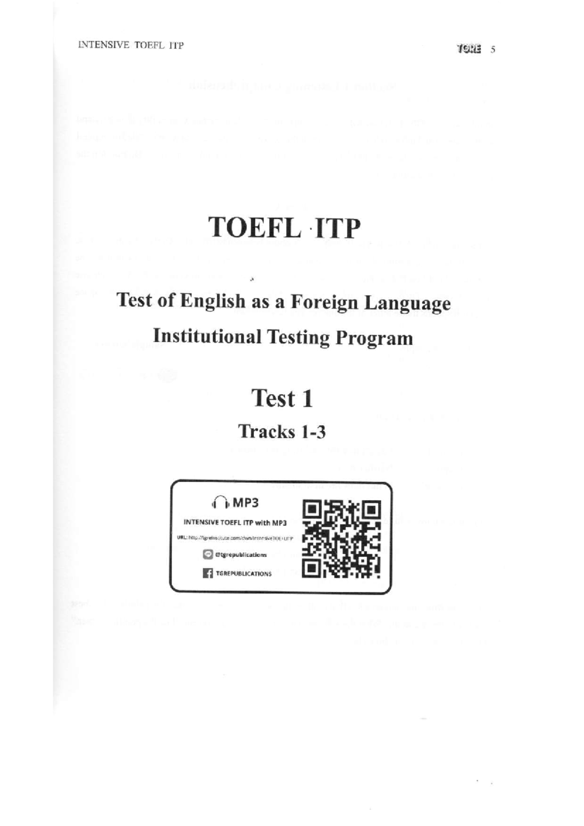 INTENSIVE TOEFL ITP Listening Test 1: Comprehension Practice - Studocu