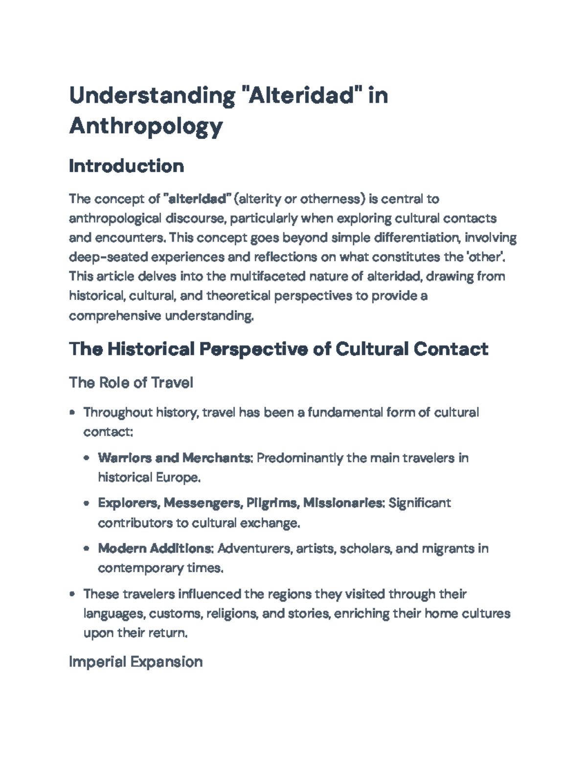 Understanding "Alteridad" in Anthropology: Cultural Encounters ...