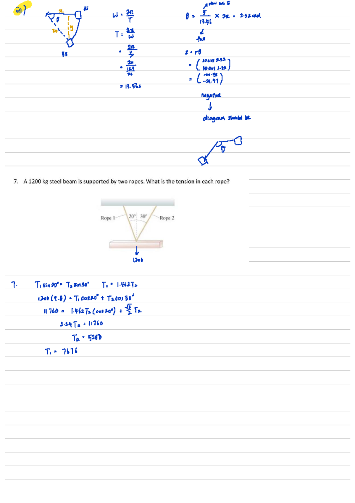 PH1011 Tutorial 2: Tension in Ropes and Beam Support Analysis - Studocu