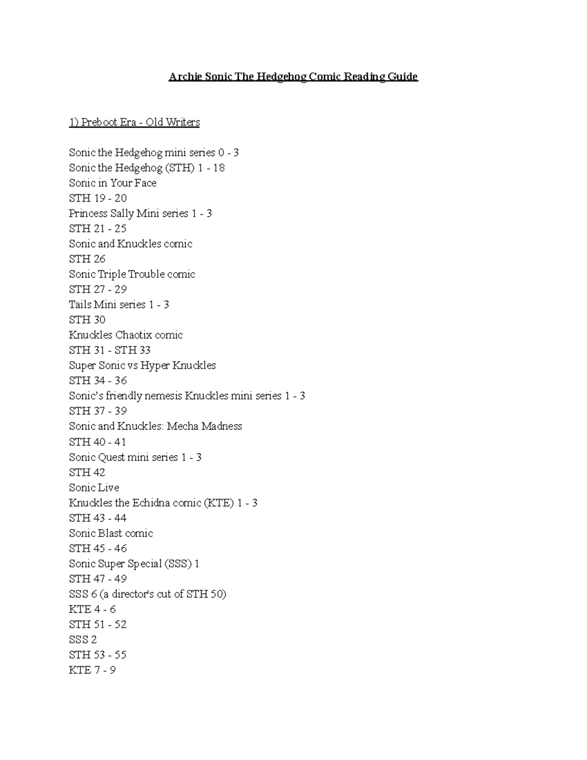 Archie Sonic Reading Guide - Archie Sonic The Hedgehog Comic Reading ...