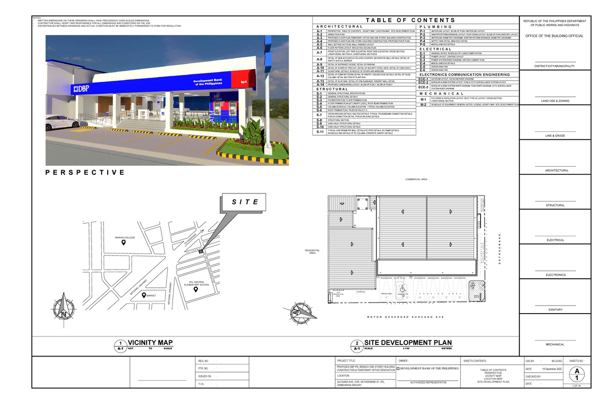 DBP Ipil Branch Construction Plans & Blueprints for New Office - Studocu
