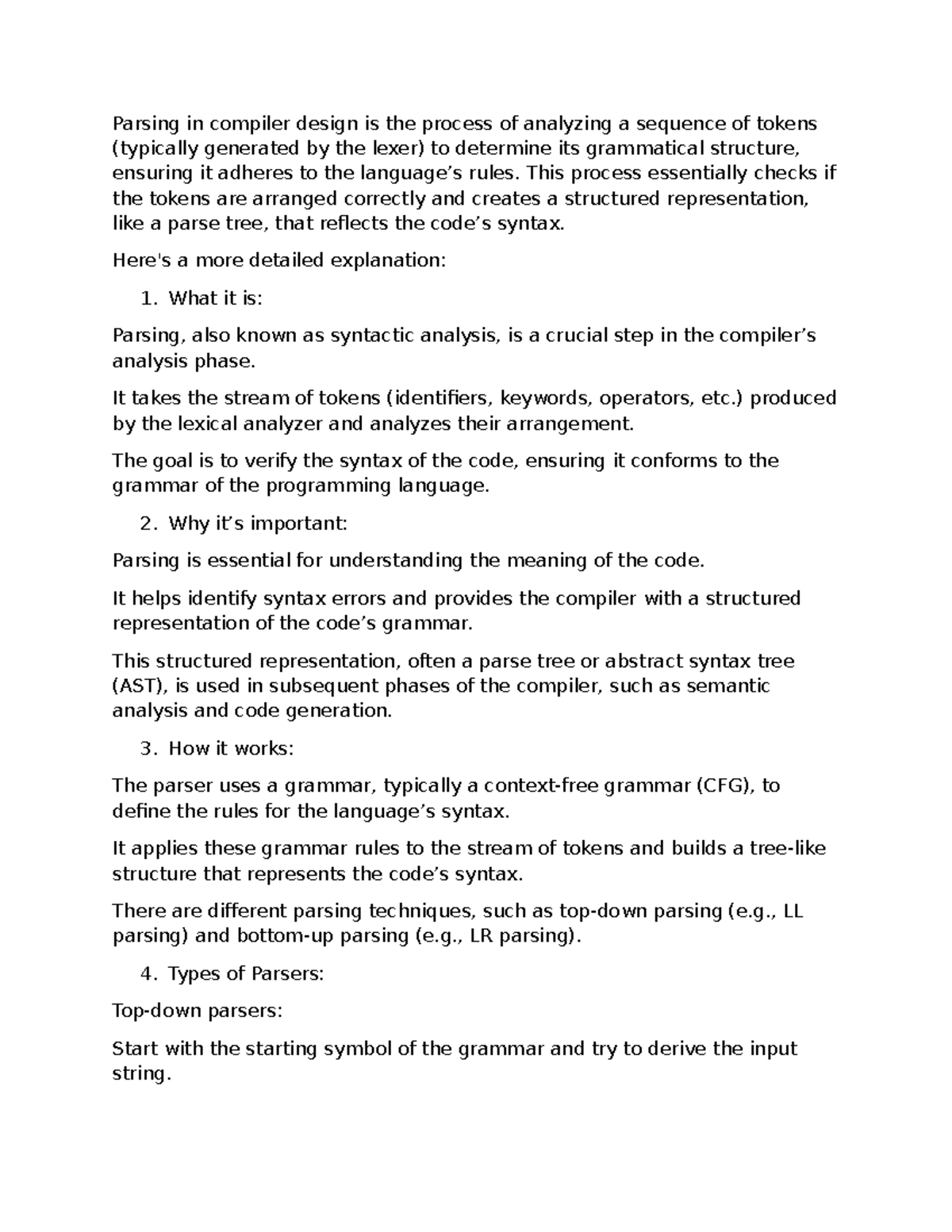 Parsing Techniques in Compiler Design (COMP 1 & 2) - Studocu