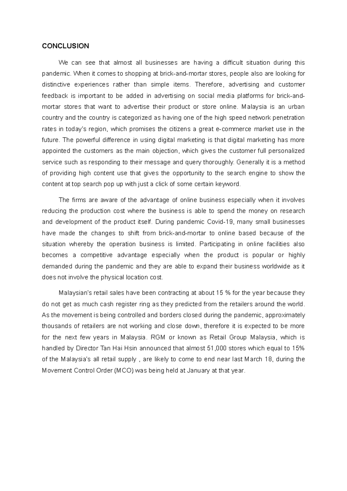 Conclusion on the Impact of Digital Marketing During COVID-19 - Studocu