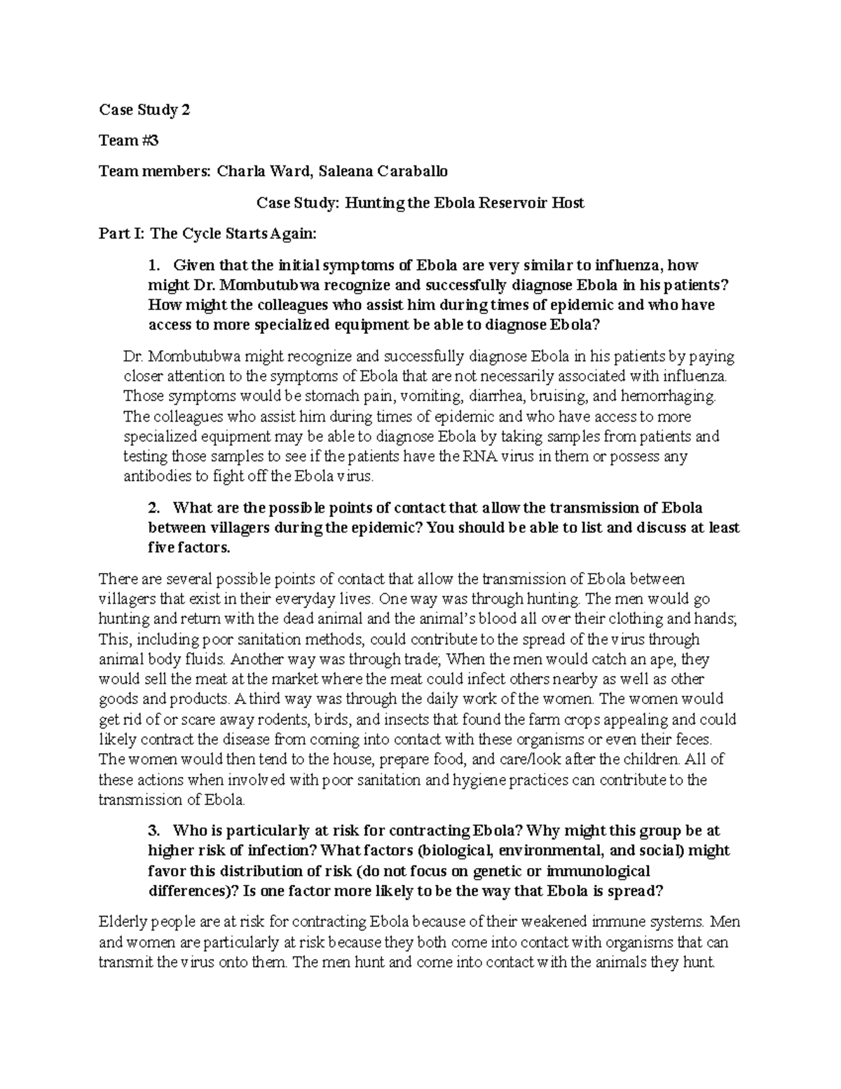 Case study 2 - EID - Online class; assignments - Case Study 2 Team ...