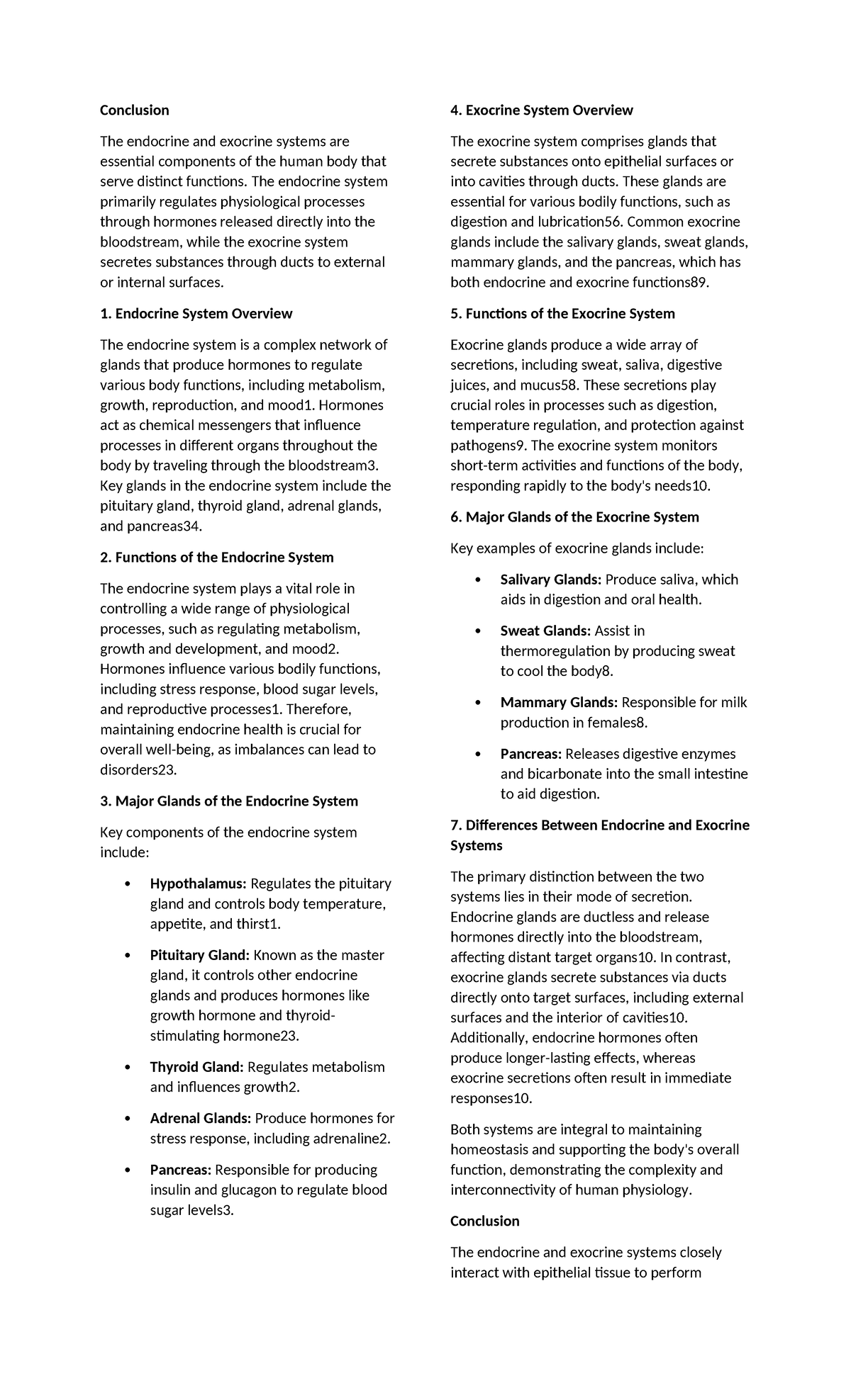 Endocrine & Exocrine Systems: Functions & Key Glands Overview - Studocu
