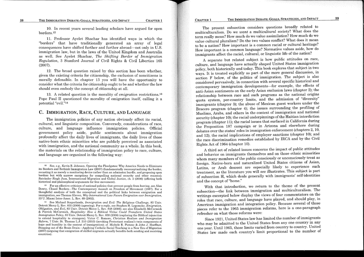 Legomsky Reading for 1: Immigration, Race, and Culture - Practice ...