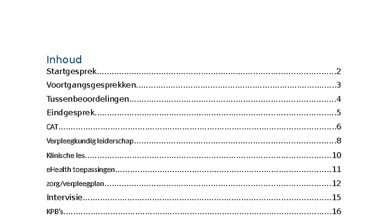 Uitwerking Stage - Praktijkperiode 3: Start- en Eindgesprekken ...