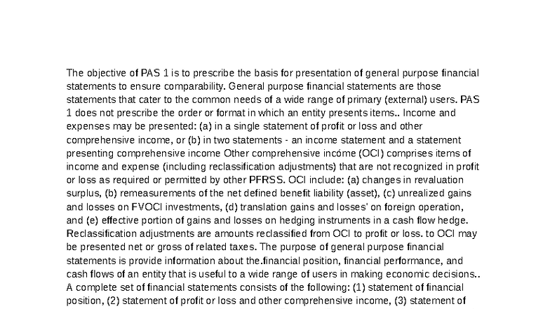 CFAS - PAS 1 Overview: General Purpose Financial Statements Notes - Studocu