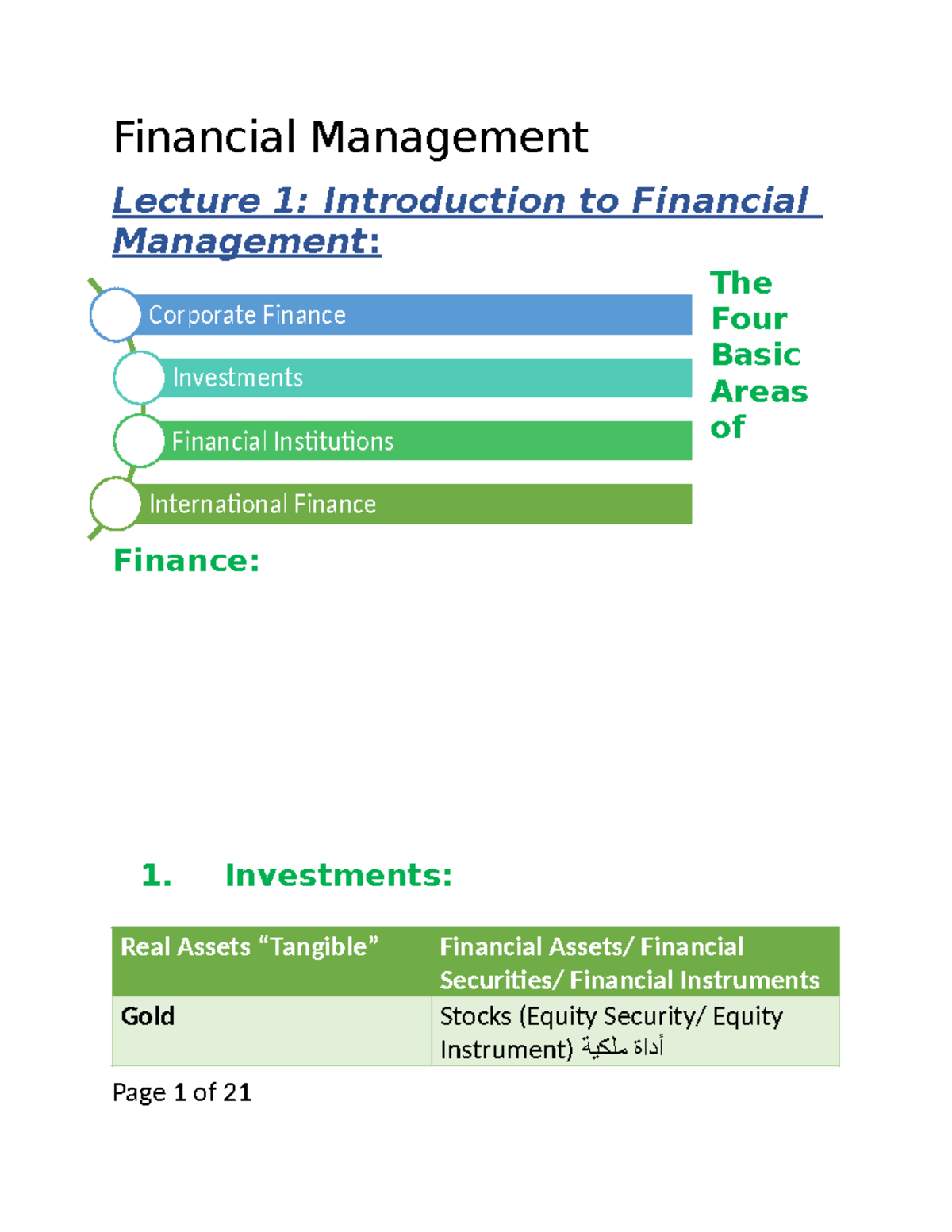 FM Chapter 1 Book - Financial Management Lecture 1: Introduction to ...